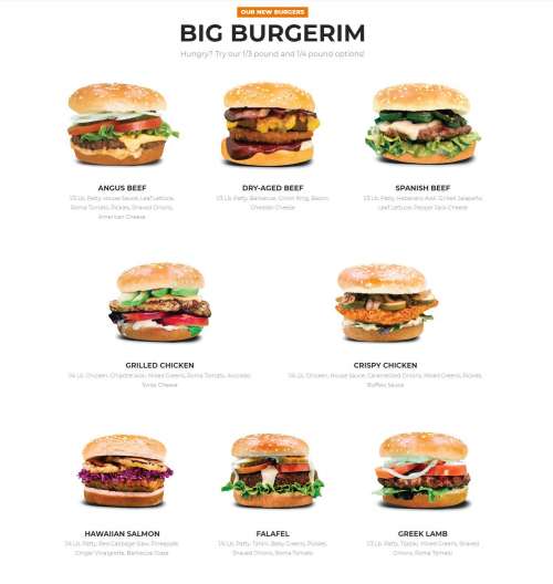 BurgerIM menu in Carmel, Indiana, USA