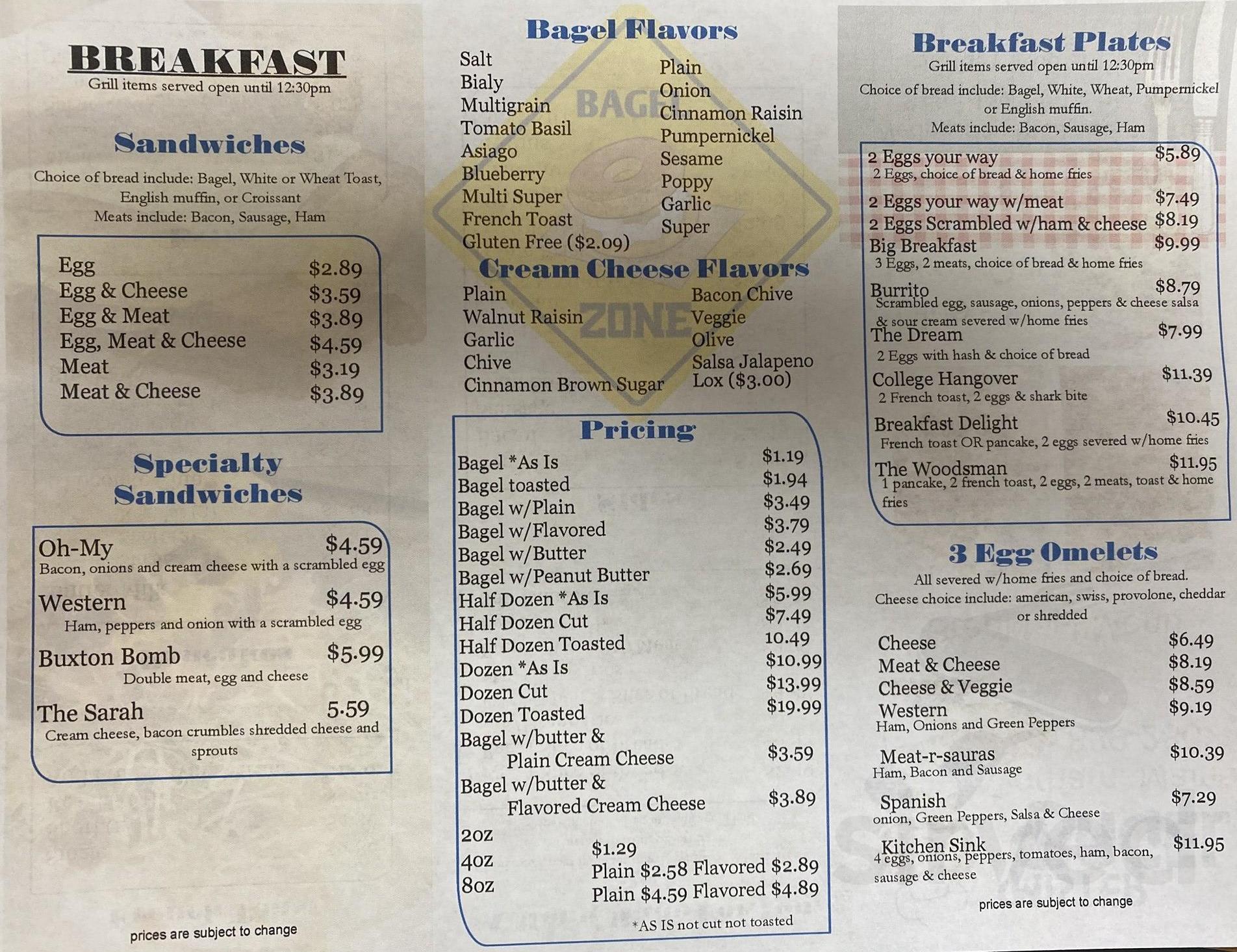 Menu for Mr Bagel-Gorham in Gorham, ME | Sirved
