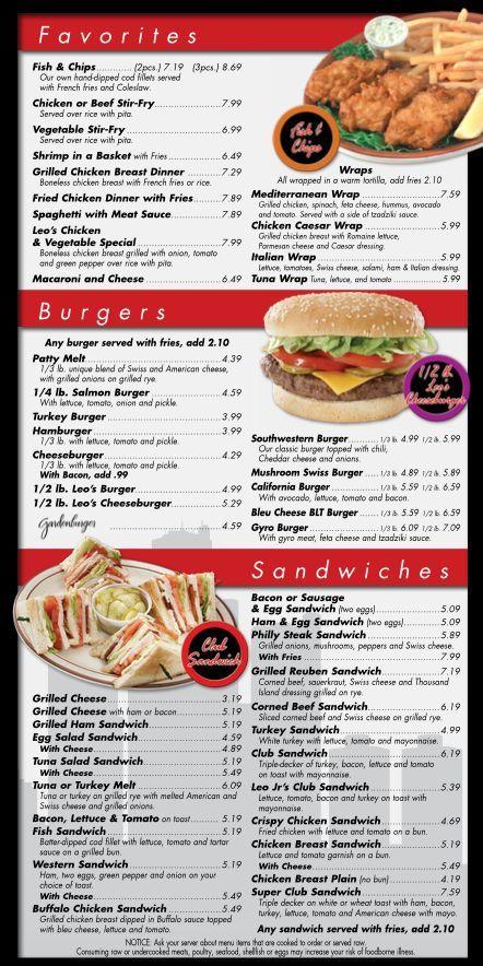 Leo's Coney Island menu in Dearborn Heights, Michigan, USA