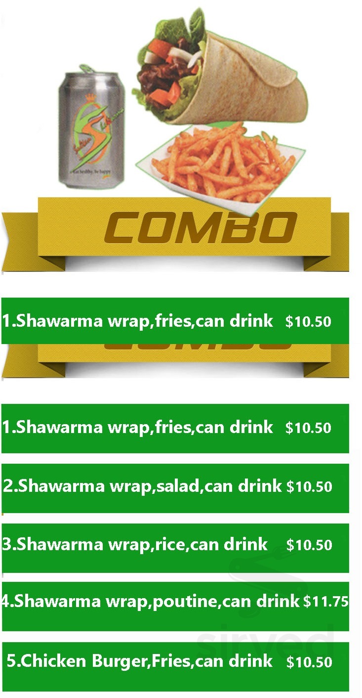 Menu - Winnipeg MB's Sultan's Shawarma | Sirved