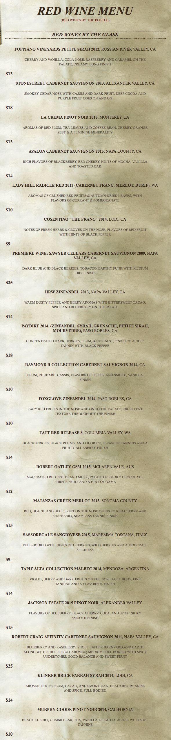 The Saddle Room menu in Hoffman Estates, Illinois, USA