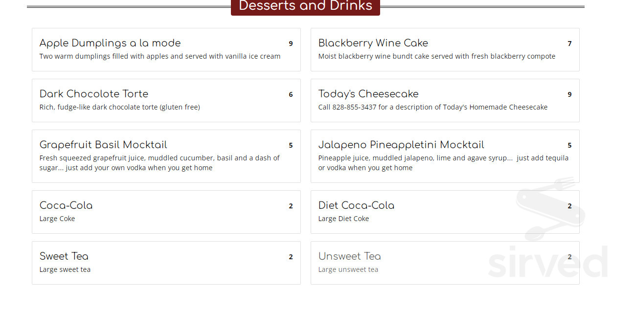 FOURK menu in Hickory, North Carolina, USA