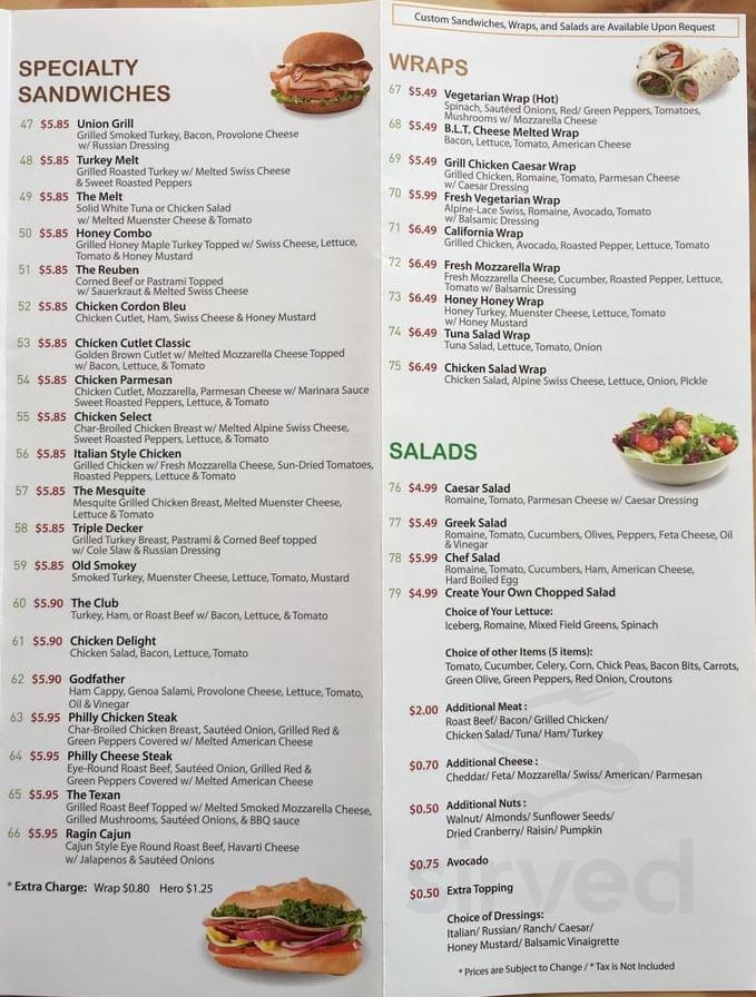 Menu - Lynbrook NY's Union Bagel Cafe | Sirved