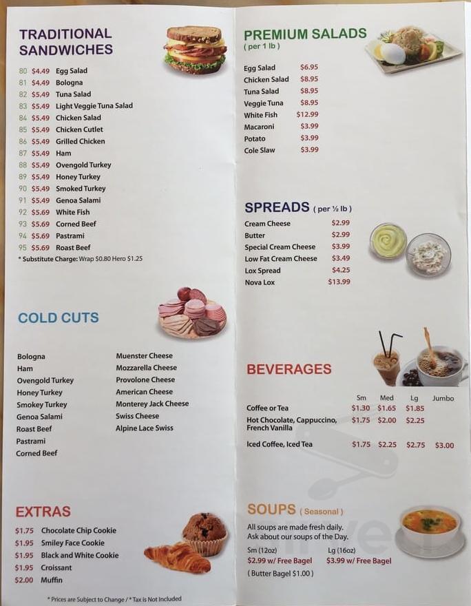 Menu - Lynbrook NY's Union Bagel Cafe | Sirved