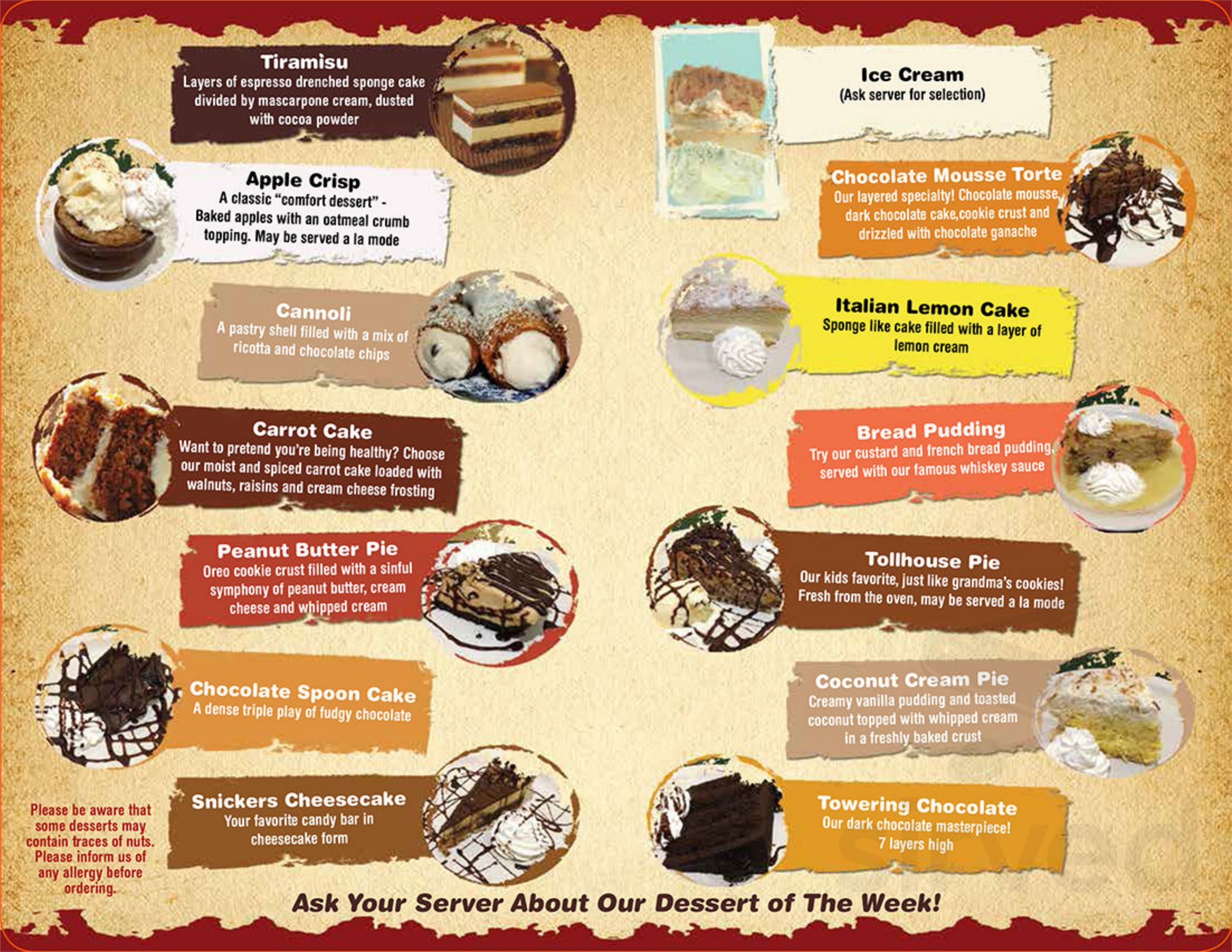 Fairfield's Bar & Grill menu in Penfield, New York, USA