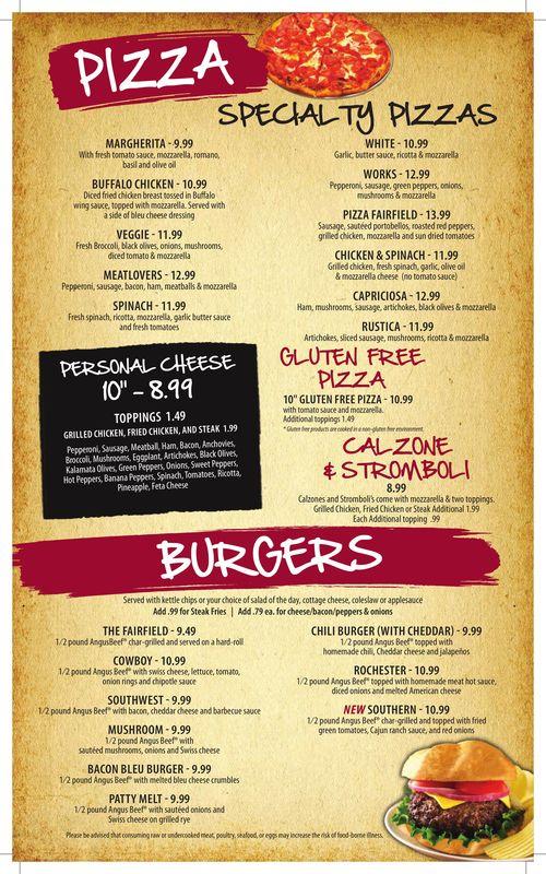 Fairfield's Bar & Grill menu in Penfield, New York, USA