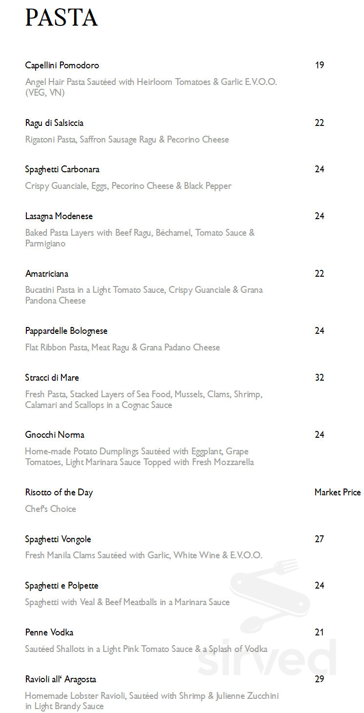 Menu - Las Vegas NV's Limoncello Fresh Italian Kitchen | Sirved