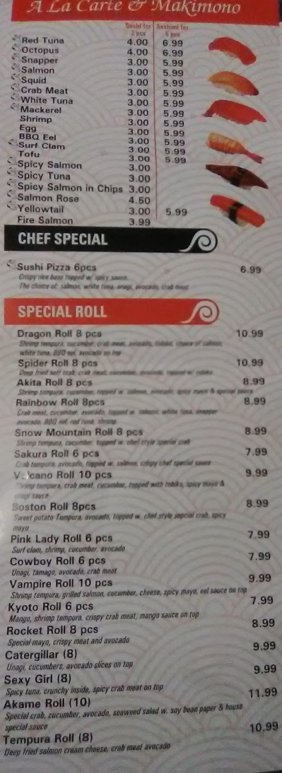 Akame Sushi menus in Eau Claire, Wisconsin, United States