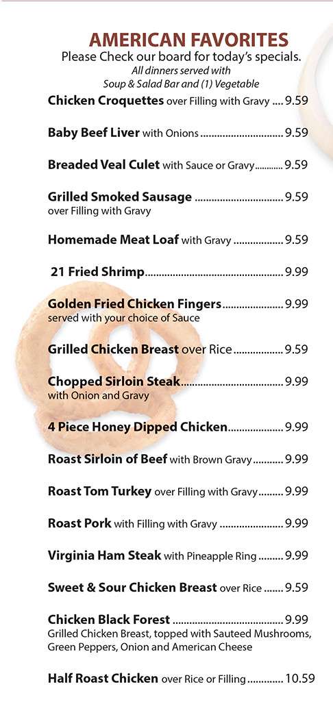 Sunset Family Restaurant menu in Birdsboro, Pennsylvania, USA
