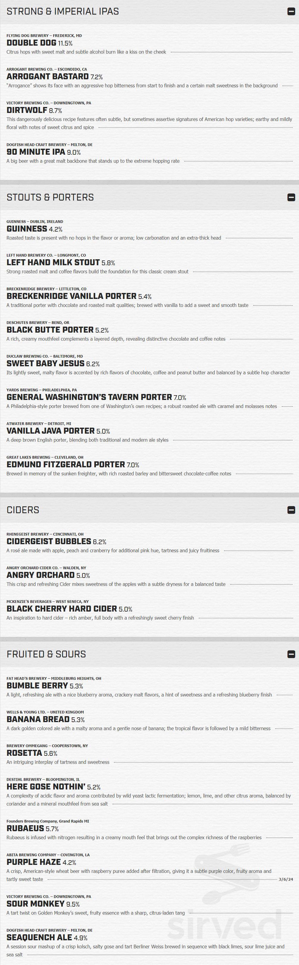 Menu - Fort Worth TX's City Works (Market Square - Pittsburgh) | Sirved