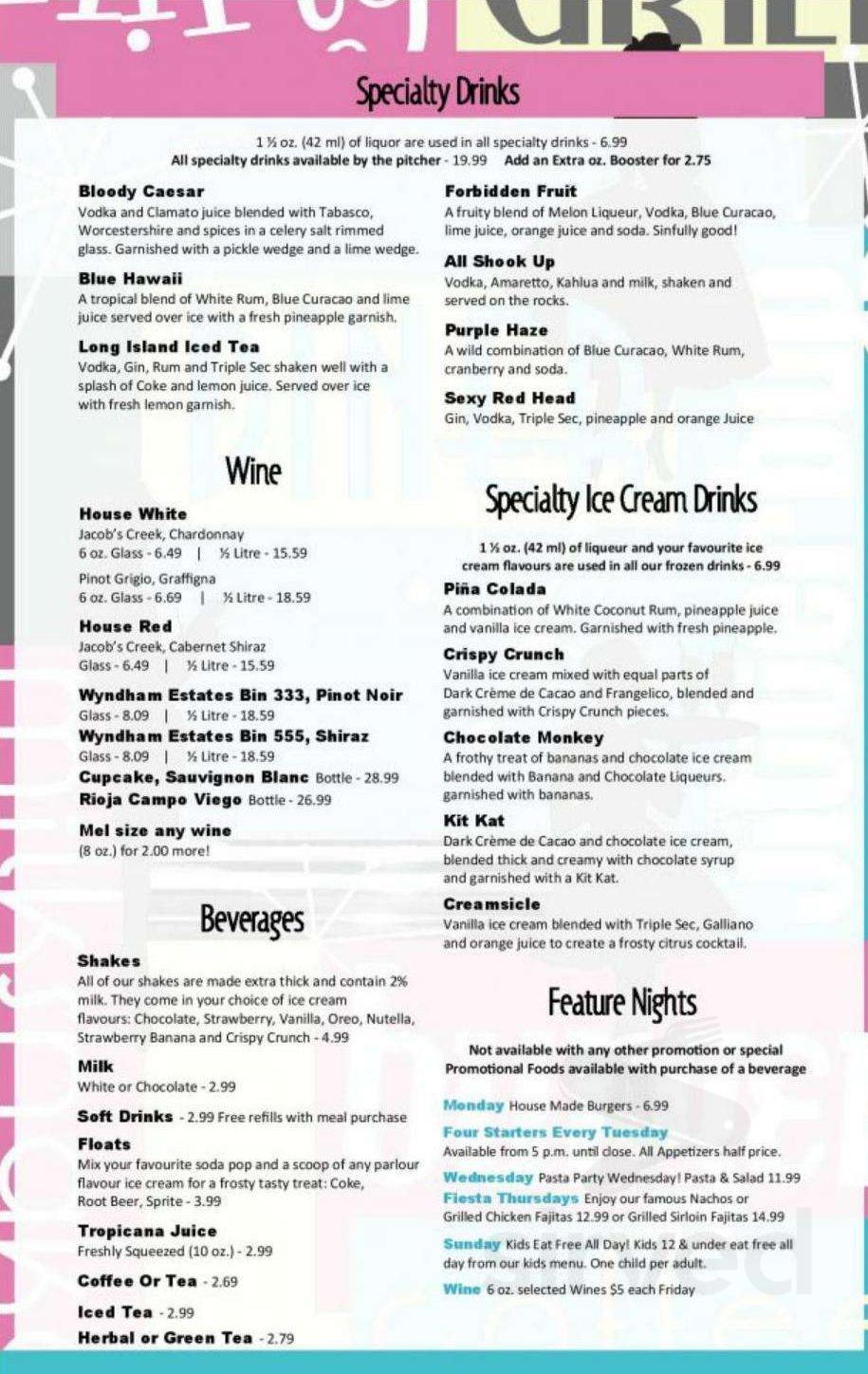 Menu for Melanie Pringles Restaurant in Whitby, ON | Sirved