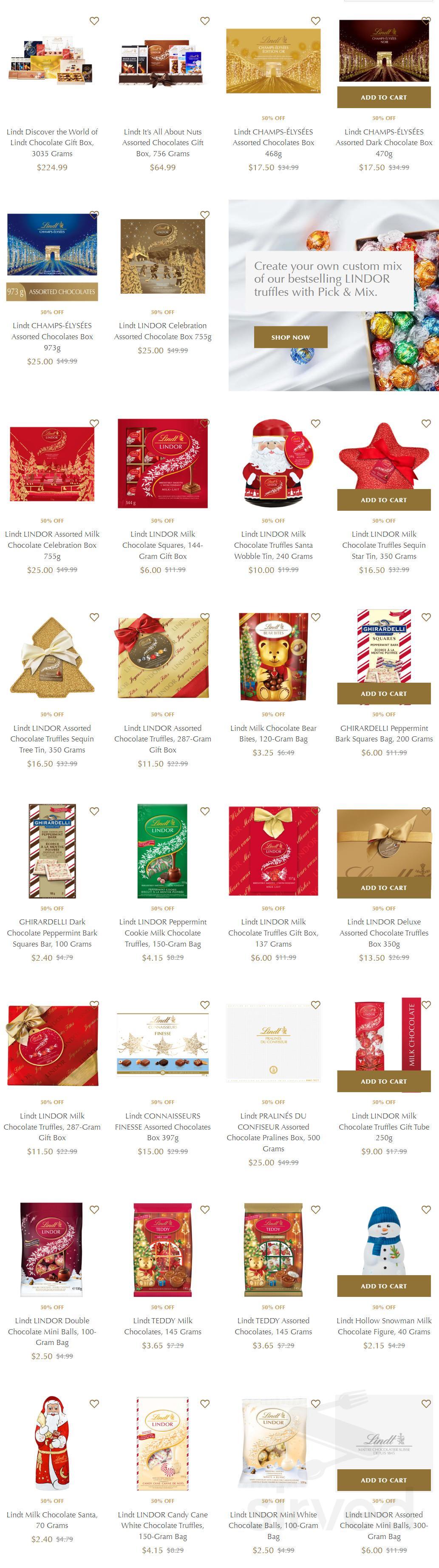 Menu - London ON's Lindt Chocolate Shop - Masonville | Sirved