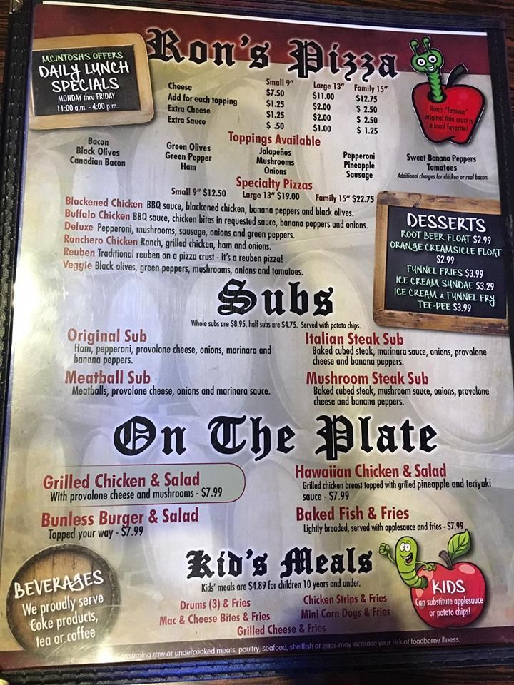 McIntosh's Pub & Grub menus in Bellbrook, Ohio, United States