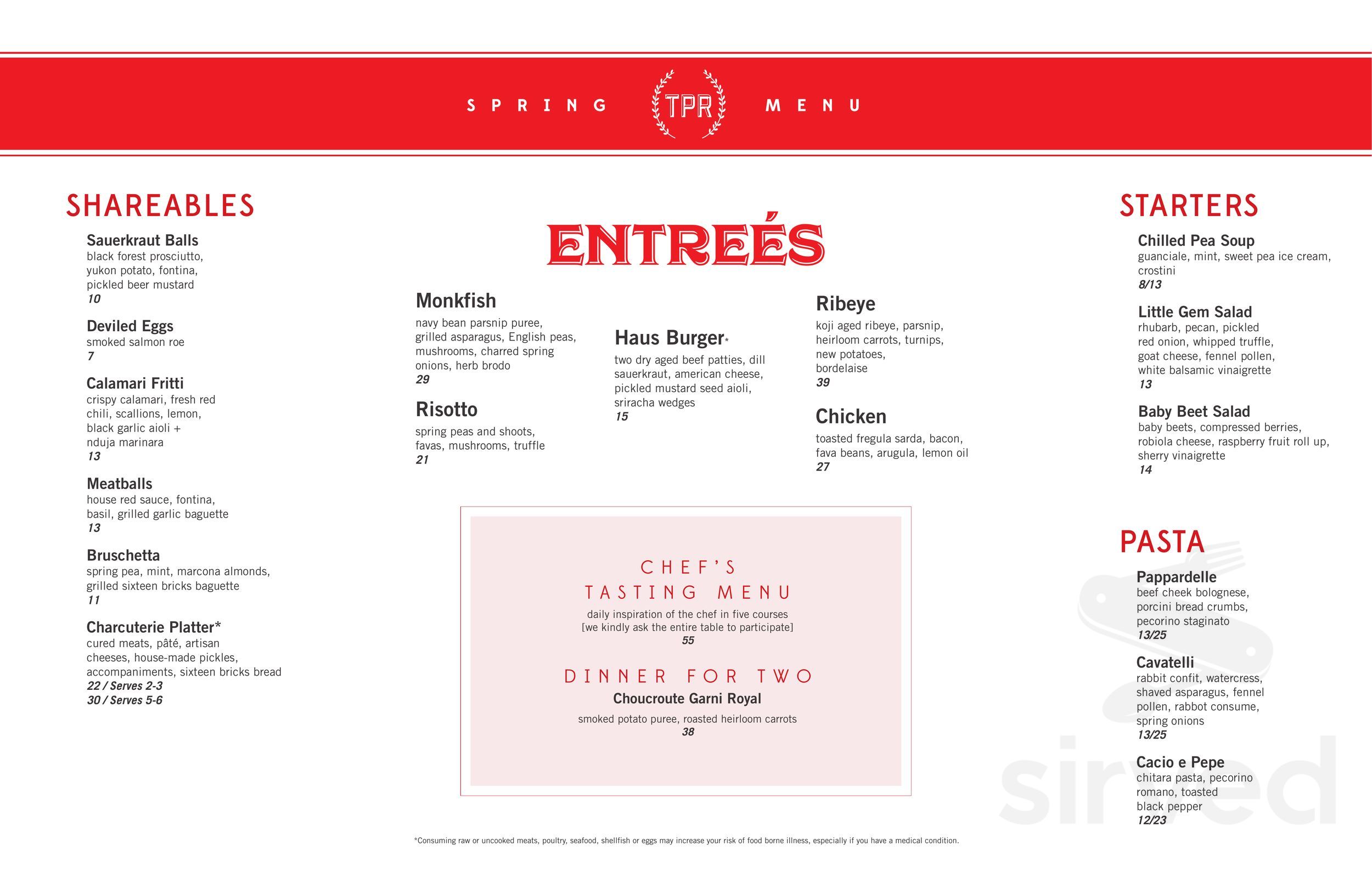 Menu - Cincinnati OH's The Presidents Room at The Phoenix | Sirved