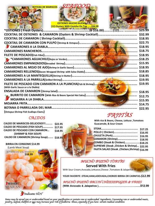Mucho Bueno Mexican Restaurant menu in Thornton, Colorado, USA