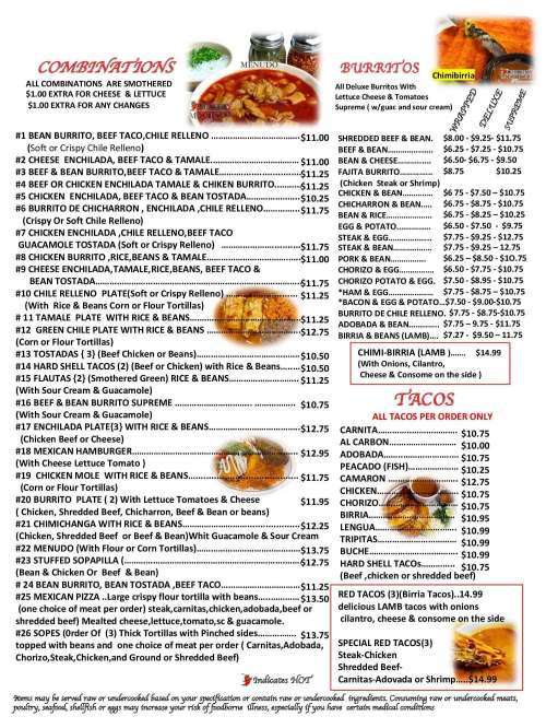 Mucho Bueno Mexican Restaurant menu in Thornton, Colorado, USA
