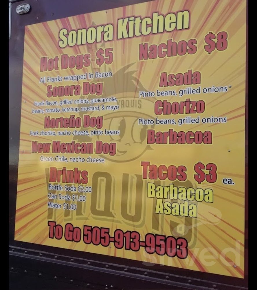 Sonora Kitchen menu in Santa Fe, New Mexico, USA