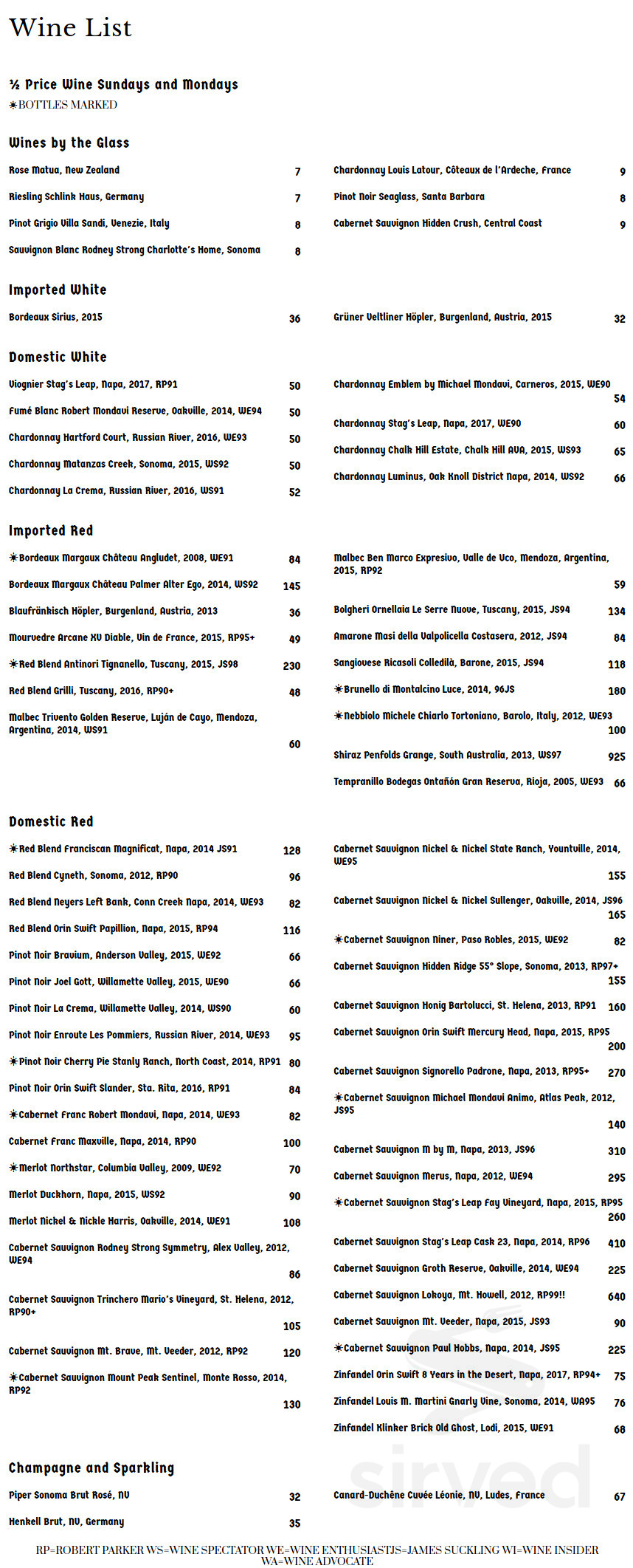 Steinkeller menu in Oxford, Ohio, USA