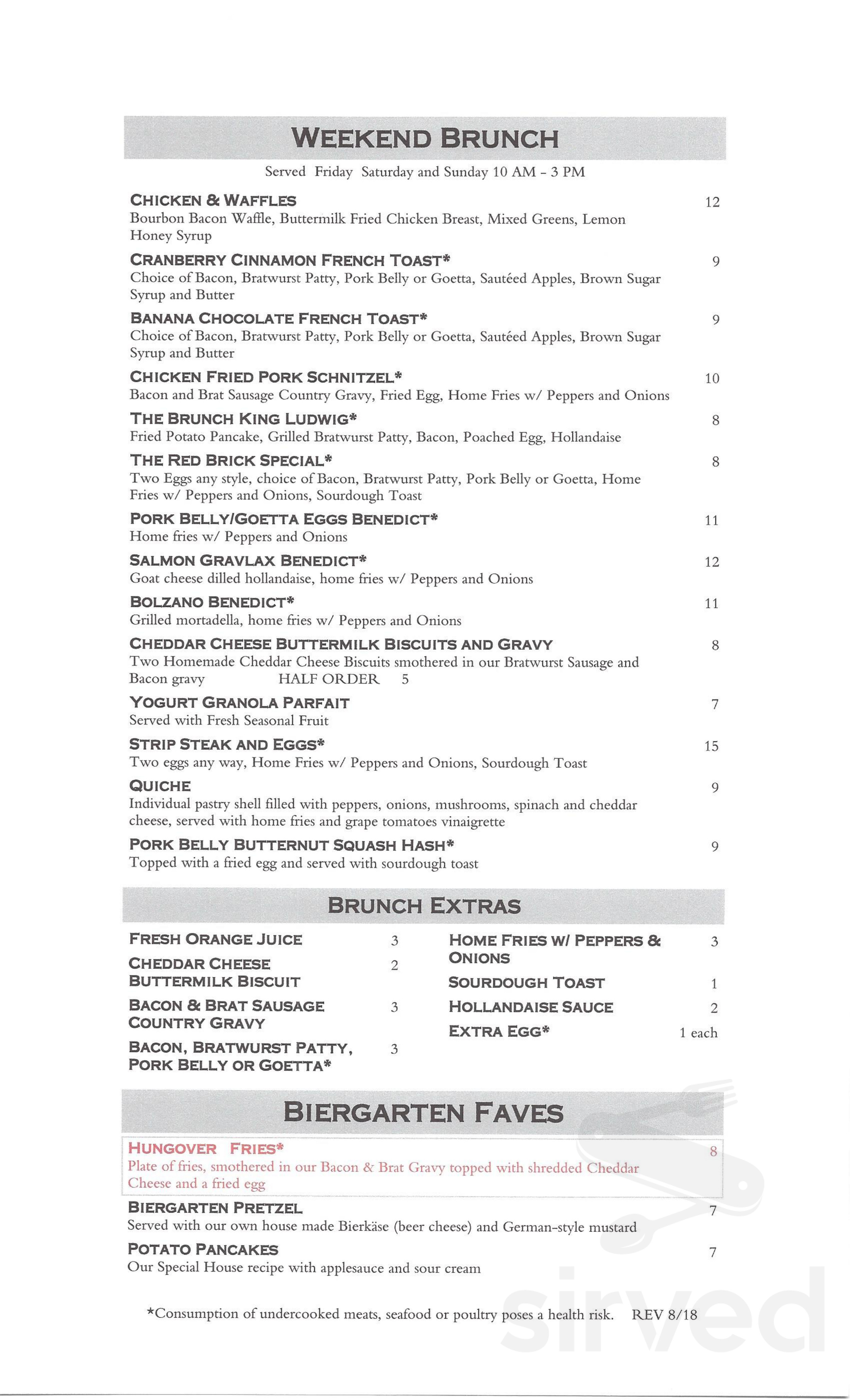 Steinkeller menu in Oxford, Ohio, USA