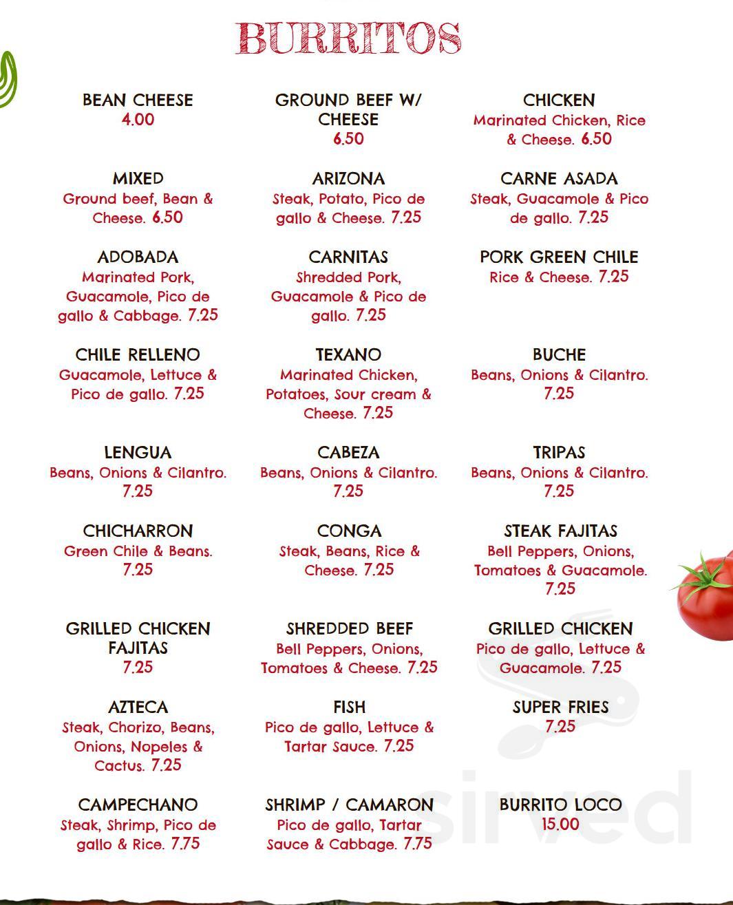 Giliberto's Mexican Taco Shop menu in St Cloud, Minnesota, USA