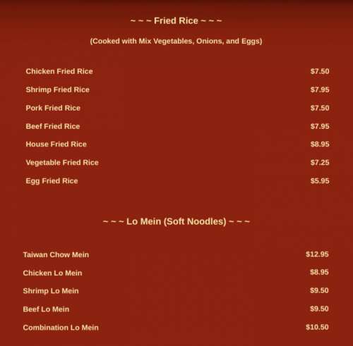 A-Tan menu in Memphis, Tennessee, USA