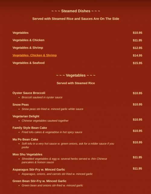 A-Tan menu in Memphis, Tennessee, USA