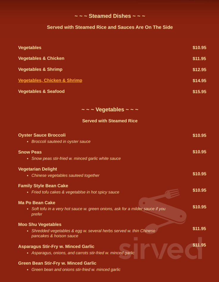 A-Tan menu in Memphis, Tennessee, USA
