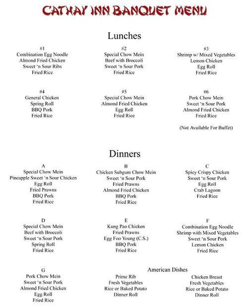 Cathay Inn menu in Spokane, Washington, USA