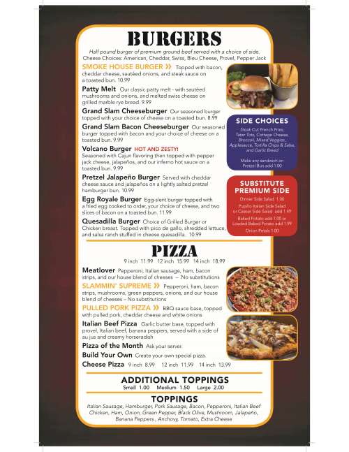 Grand Slam Restaurant & Bar menu in Fenton, Missouri, USA