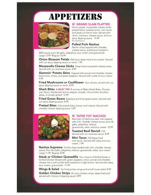 Grand Slam Restaurant & Bar menu in Fenton, Missouri, USA