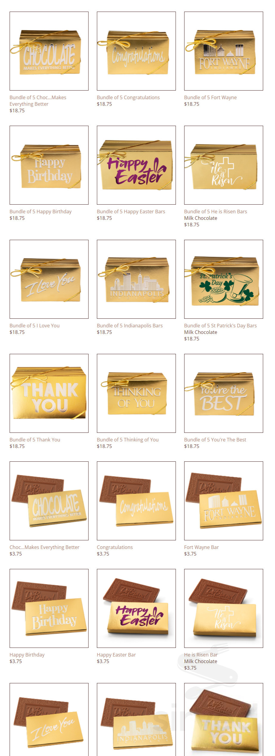 DeBrand Fine Chocolates menu in Fort Wayne, Indiana, USA