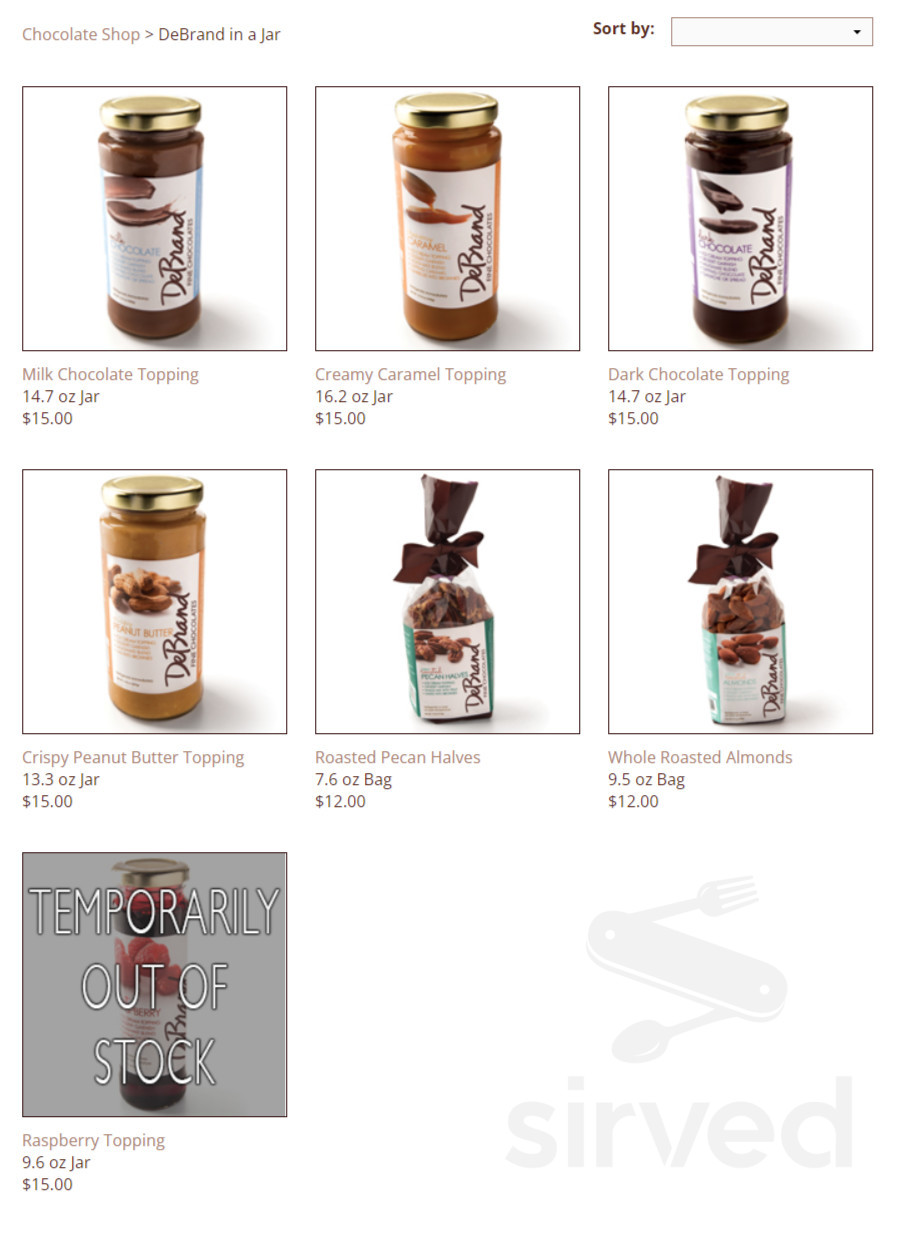 DeBrand Fine Chocolates menu in Fort Wayne, Indiana, USA