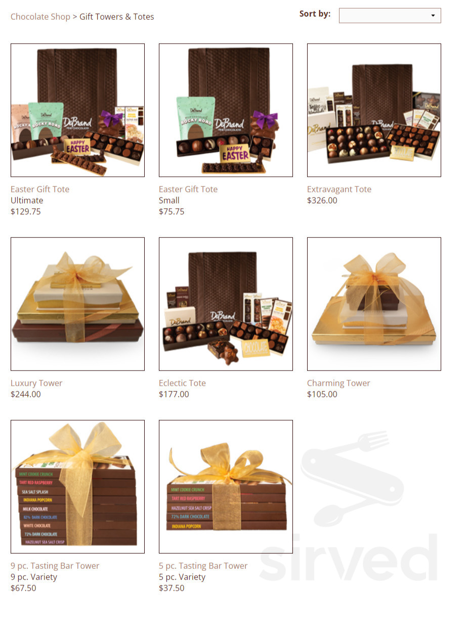 DeBrand Fine Chocolates menu in Fort Wayne, Indiana, USA