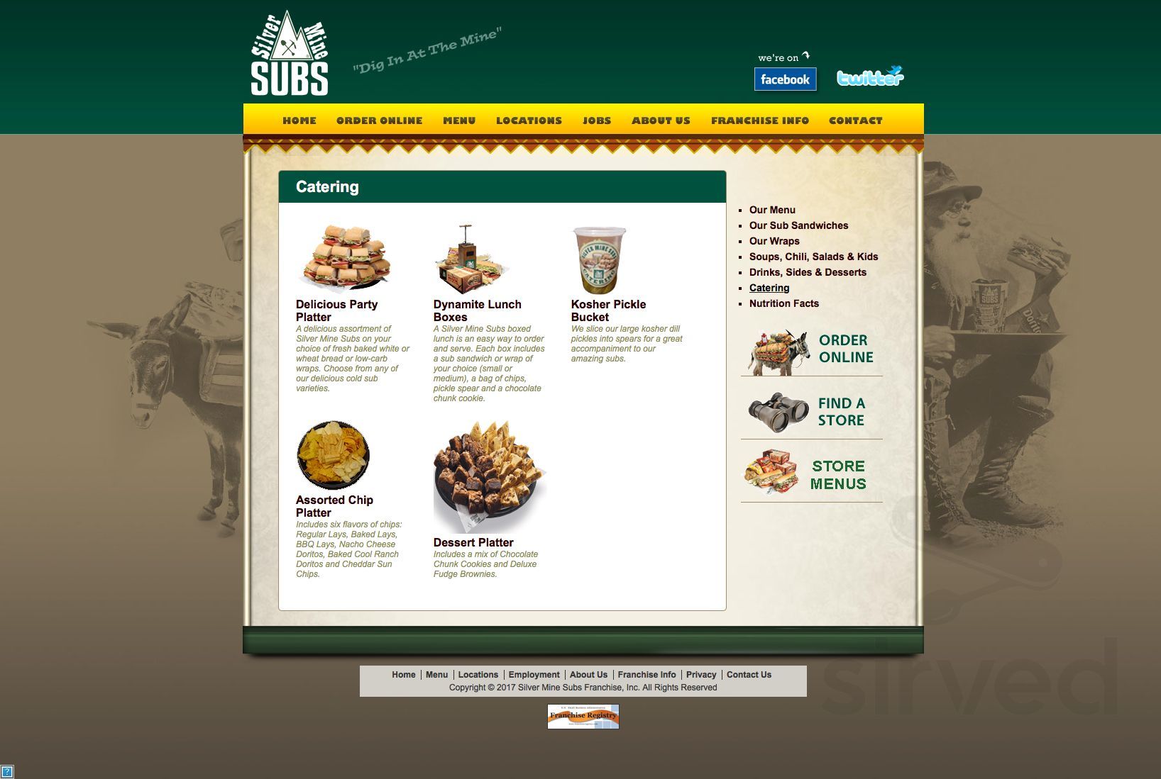 Silver Mine Subs menu in Scottsdale, Arizona, USA