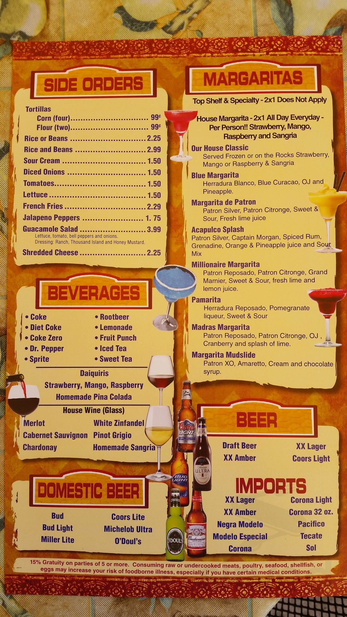La Hacienda Authentic Mexican menus in Broussard, Louisiana, United States