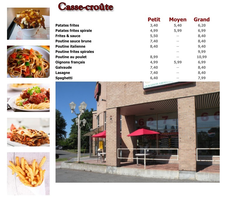 Menu for Pizza Welat in Québec, Quebec, Canada