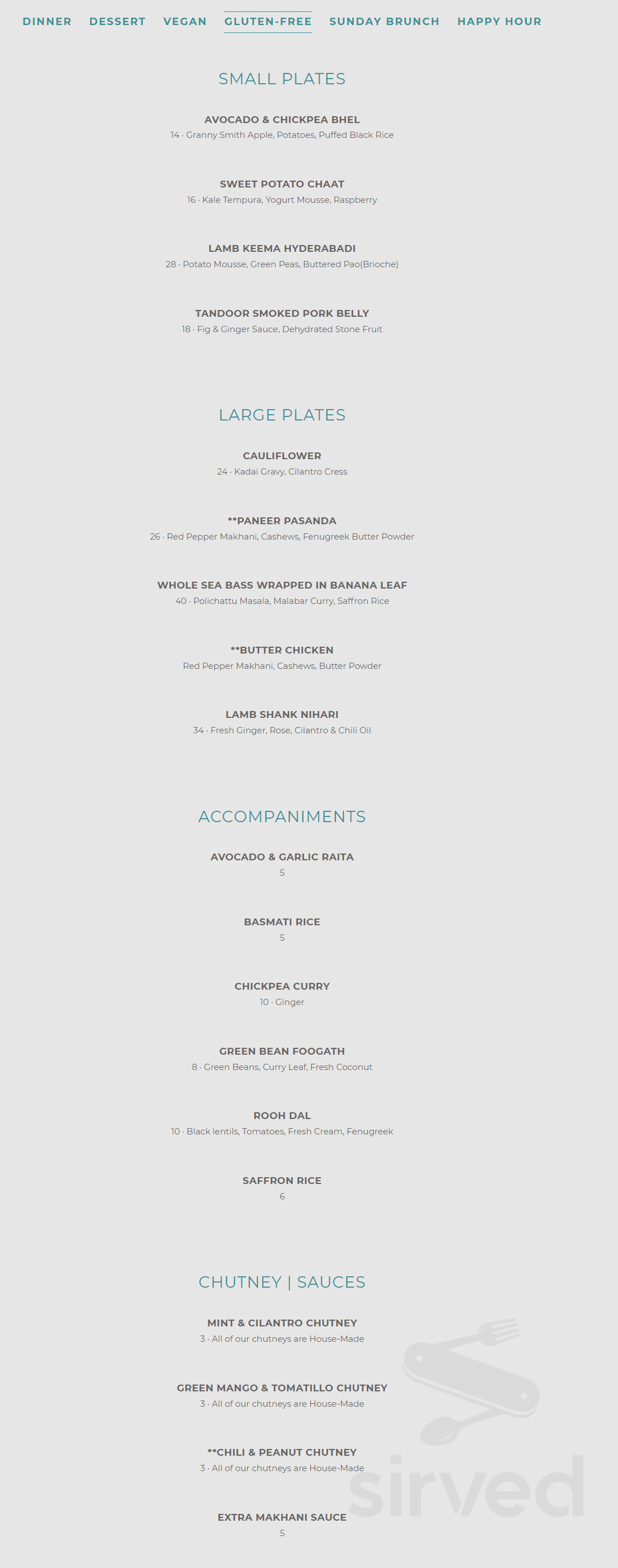 ROOH Chicago Progressive Indian Restaurant & Cocktail Bar menu in ...