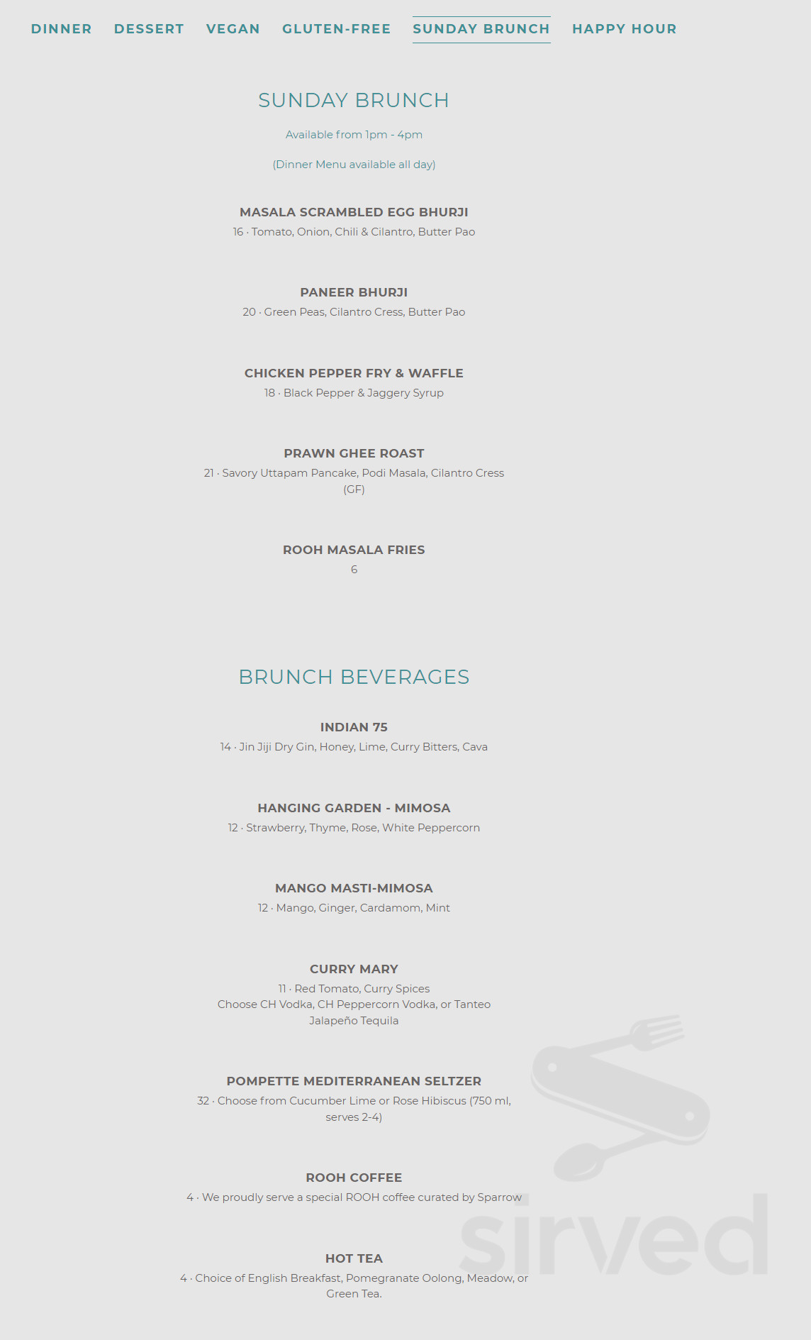 ROOH Chicago Progressive Indian Restaurant & Cocktail Bar menu in ...