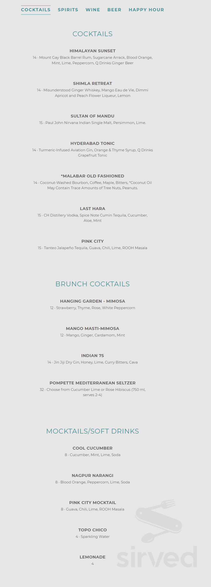 ROOH Chicago Progressive Indian Restaurant & Cocktail Bar menu in ...