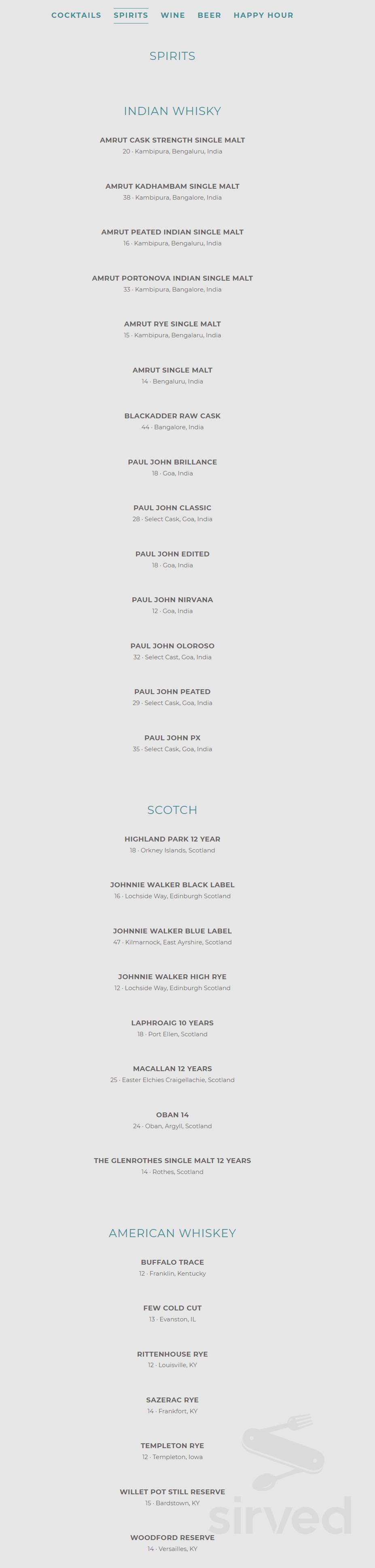 ROOH Chicago Progressive Indian Restaurant & Cocktail Bar menu in ...