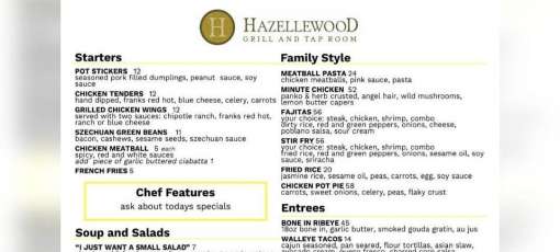 Menu for Hazelwood Food and Drink- Tonka Bay in Excelsior, MN | Sirved