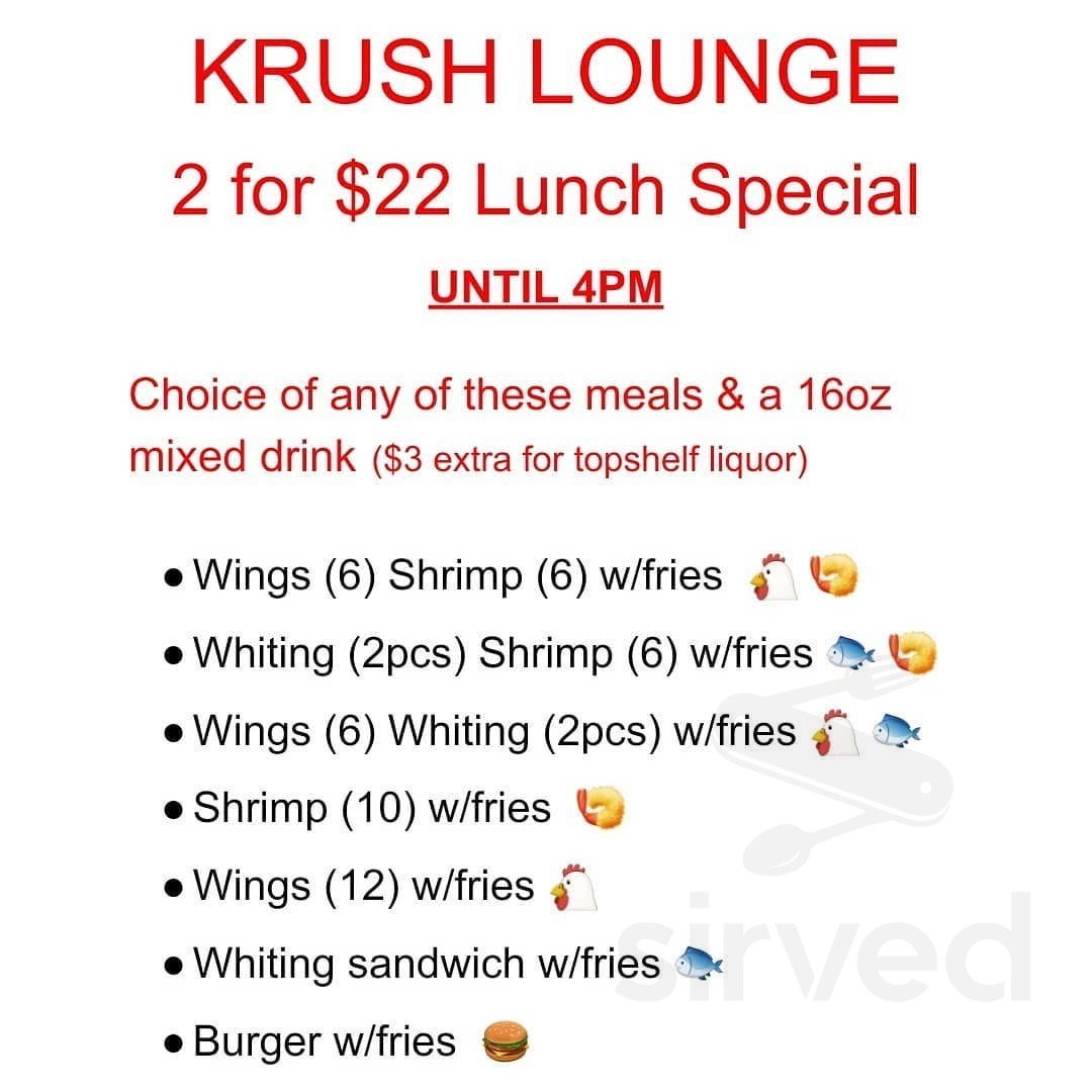 Krush Lounge menu in Philadelphia, Pennsylvania, USA