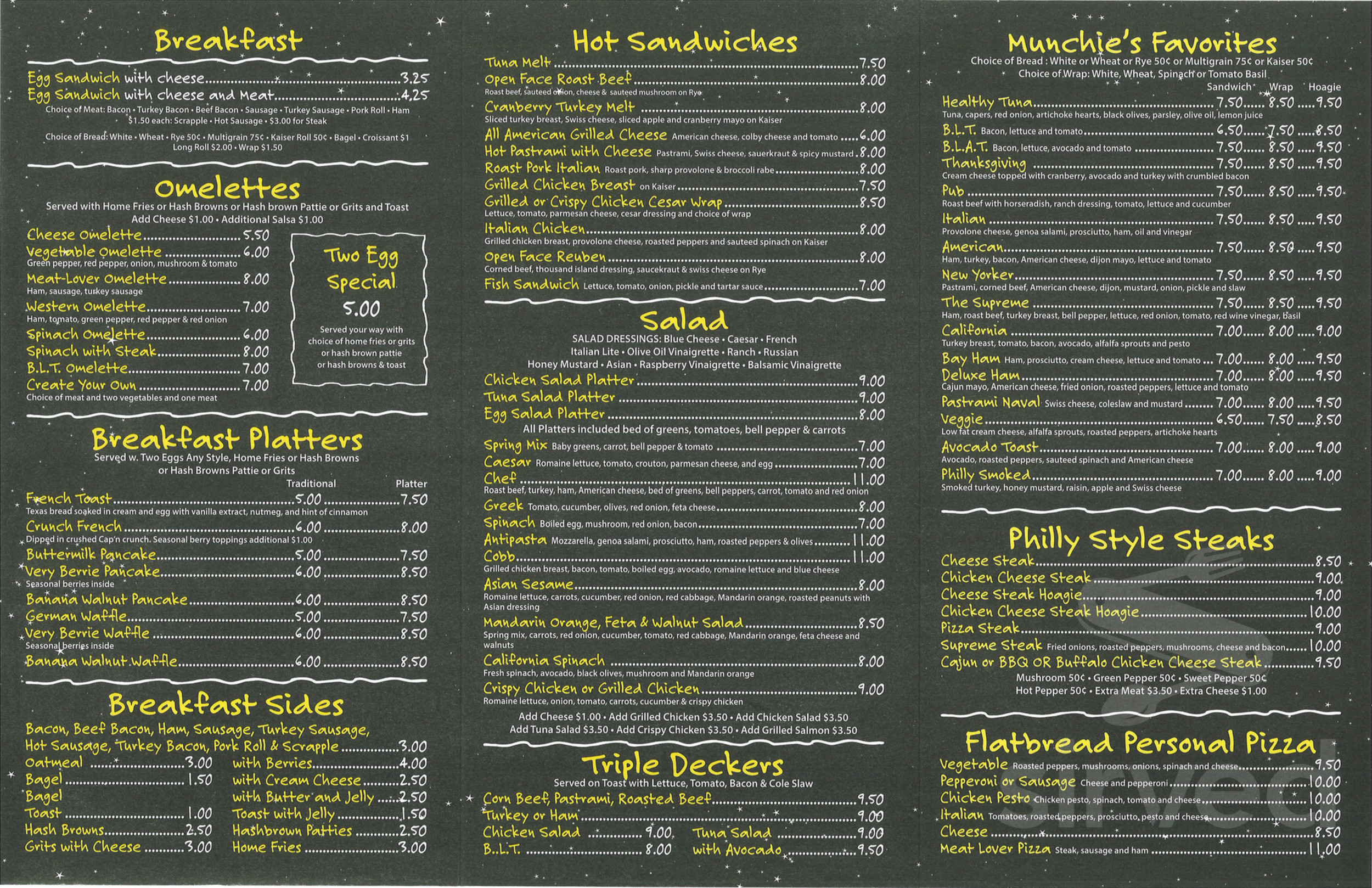 Munchie's Cafe menu in Philadelphia, Pennsylvania, USA