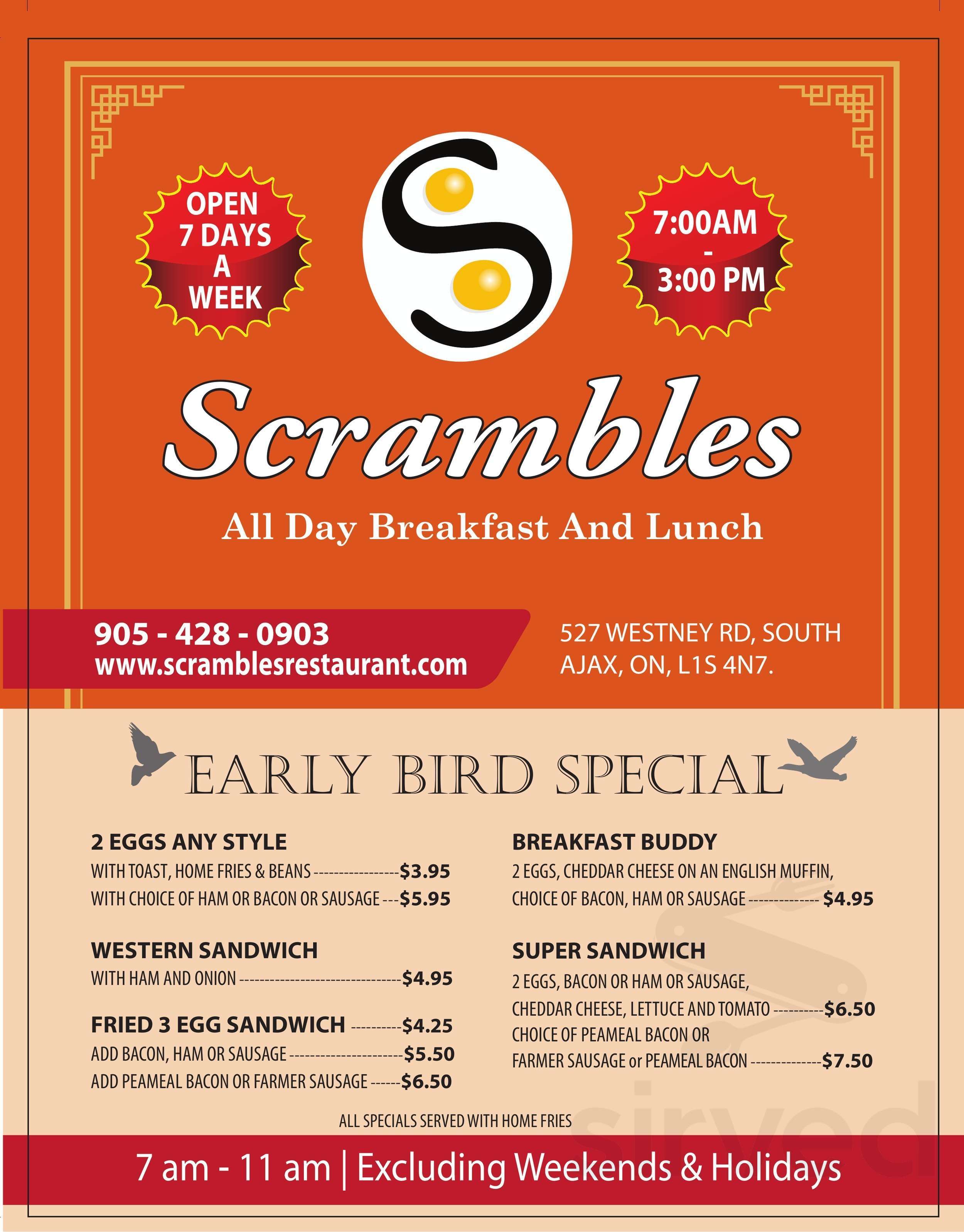 Scrambles menus in Ajax, Ontario, Canada
