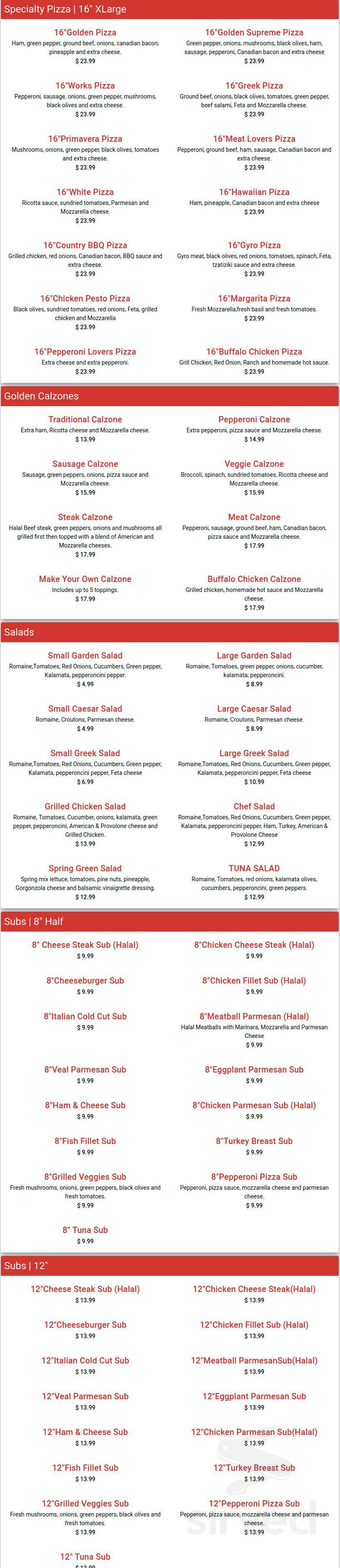 Menu for Pizza D'Oro in 717 T St NW, Washington, United States