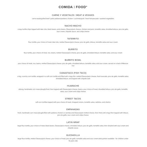 Canasta Kitchen menu in Concord, California, USA