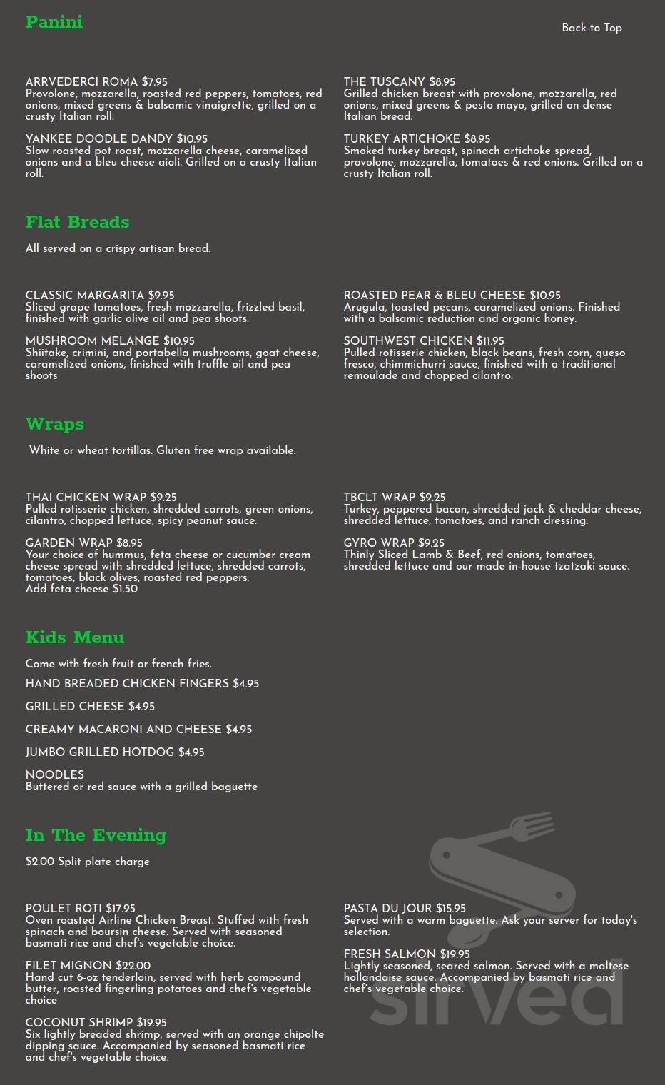 Perc Place menu in Hartford, Wisconsin, USA