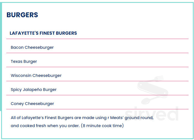 Original Frozen Custard menus in Lafayette, Indiana, United States