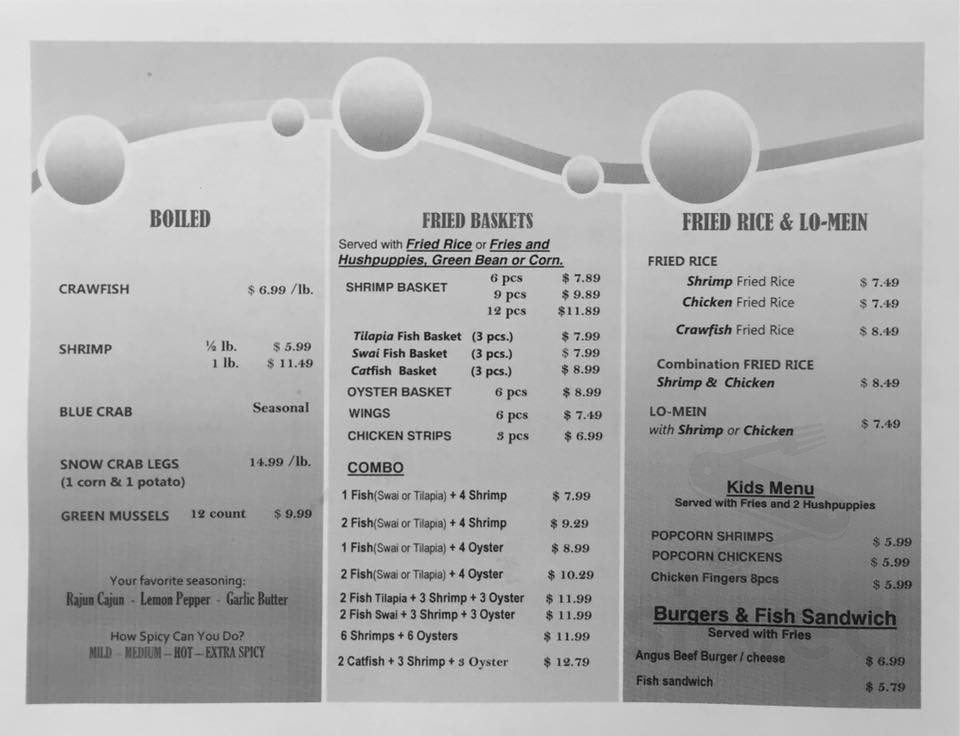 Menu for Danny's Crawfish & Seafood in Missouri City, TX | Sirved