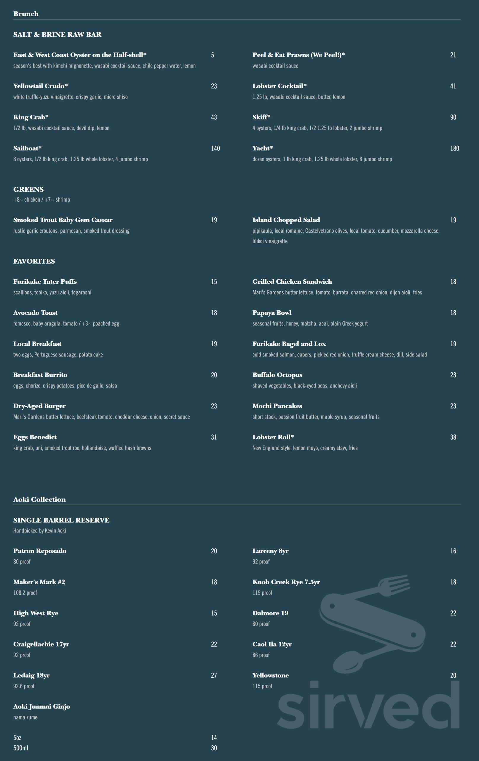 Menu for Herringbone Waikiki in Honolulu, HI | Sirved
